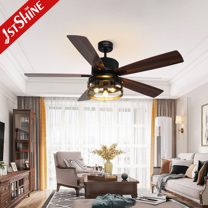 5 MDF Blades Industrial Style Ceiling Fan With Remote Control Light