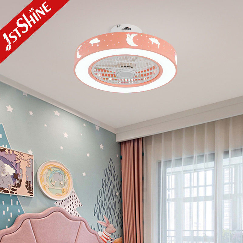 Children'S Theme Flush Mount LED Ceiling Fan , Pink Ceiling Fan With DC ...