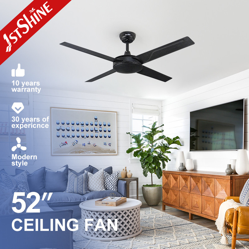 4 Blades AC Motor 61W Black Metal Ceiling Fan 3 Speeds Remote Control