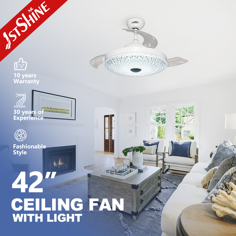 42" Retractable Ceiling Fan with Light and DC Motor